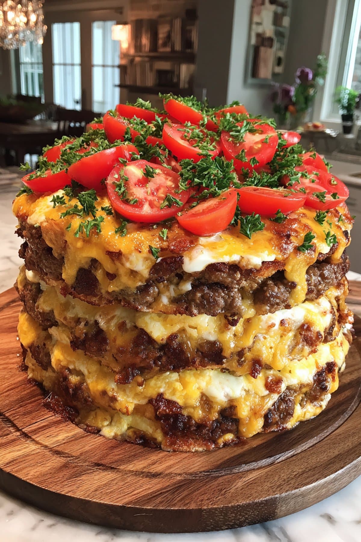 Layered Cheeseburger Cake Recipe
