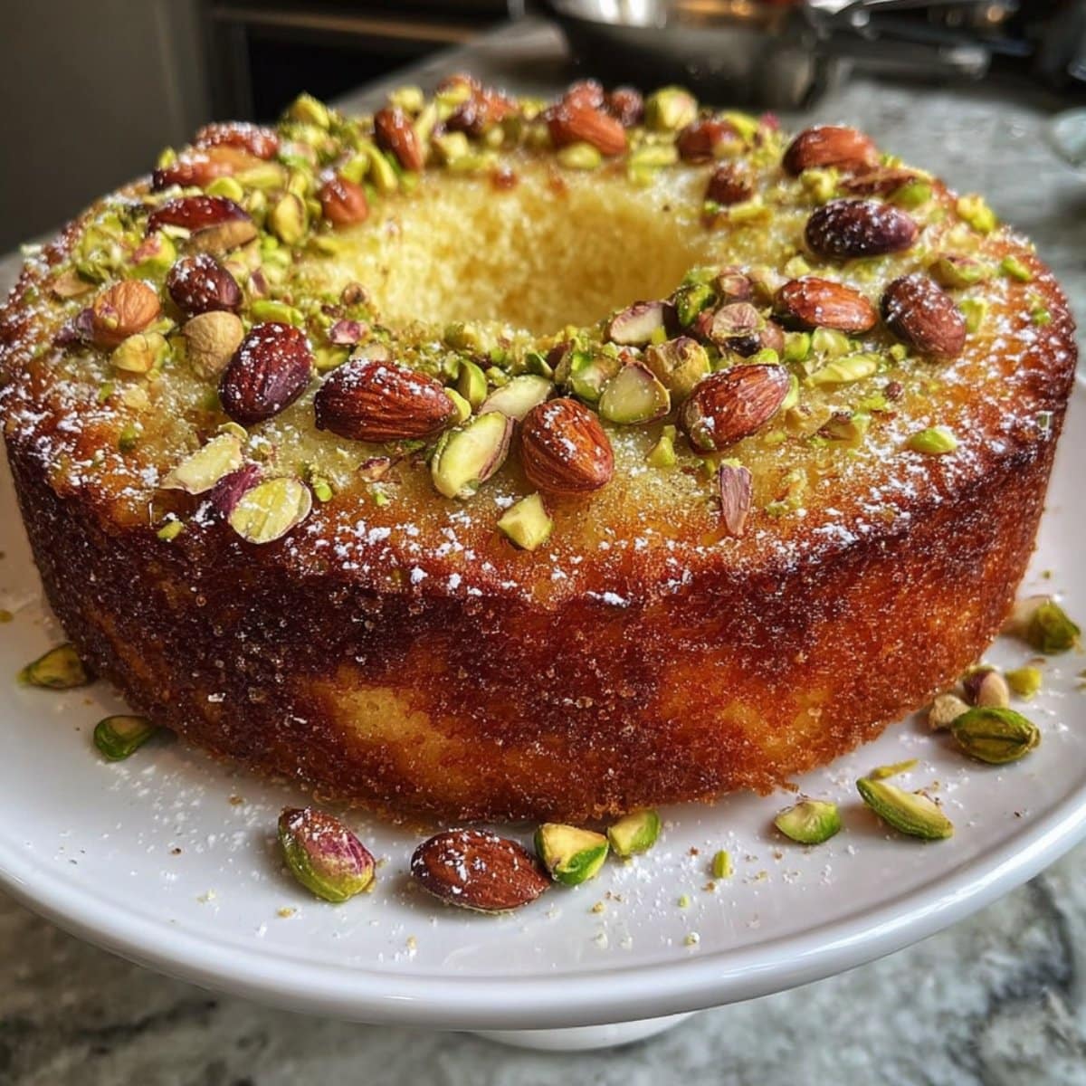 Limoncello, Pistachio & Almond Cake